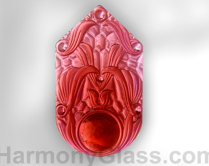 Rose gold-pink Medallion Stained Glass Jewel 30mm X 50mm - Etsy