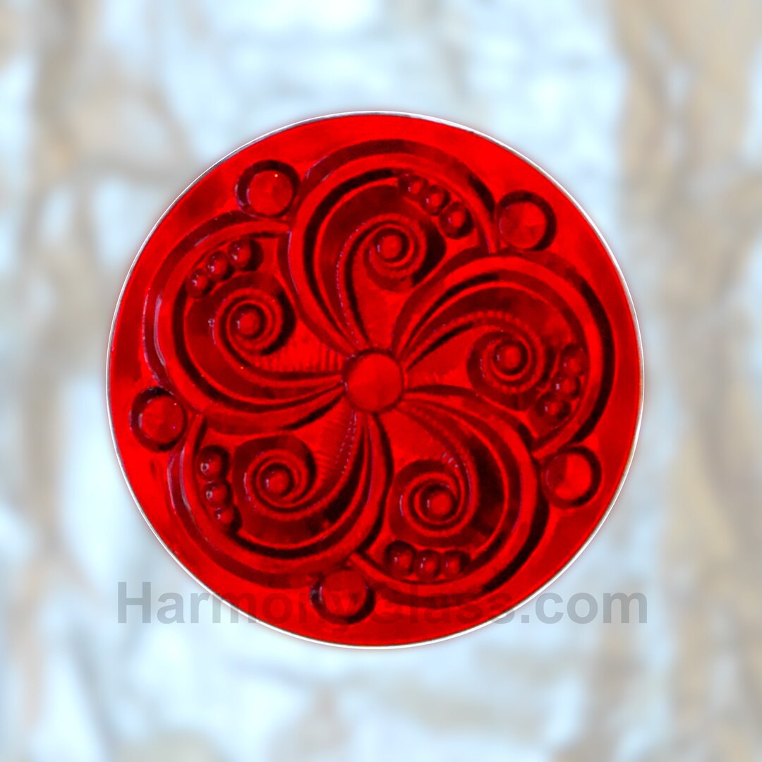Swirly Red Stained Glass Jewel 35mm - Etsy