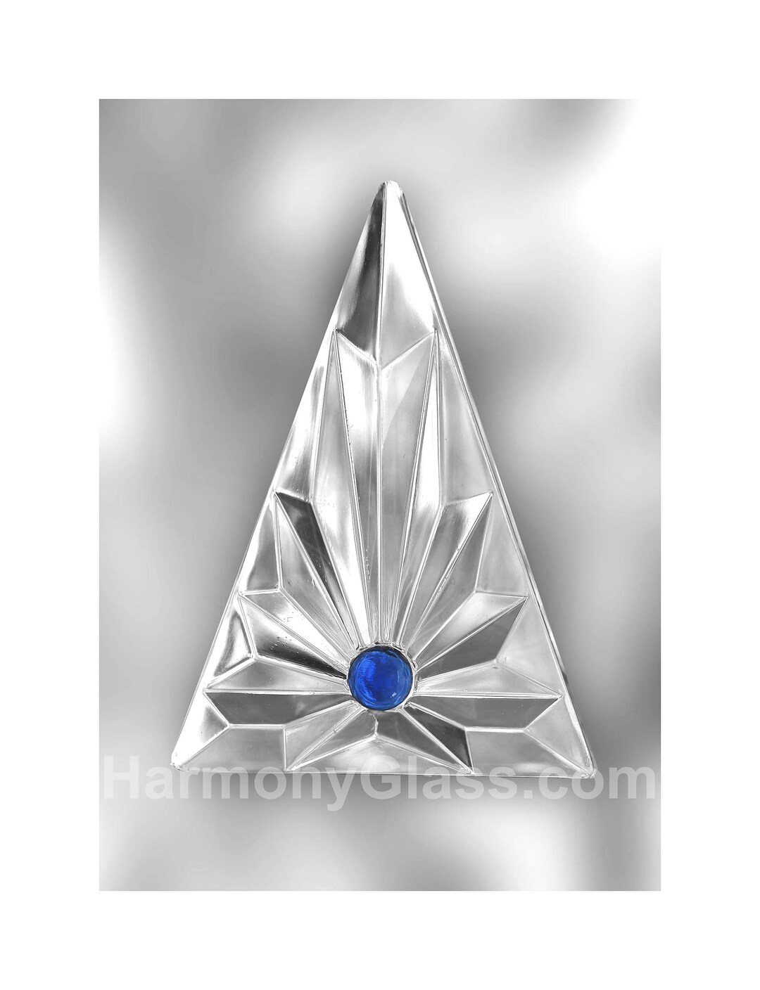 Clear Triangle Medallion Stained Glass Jewel 52mm X 76mm With Small ...