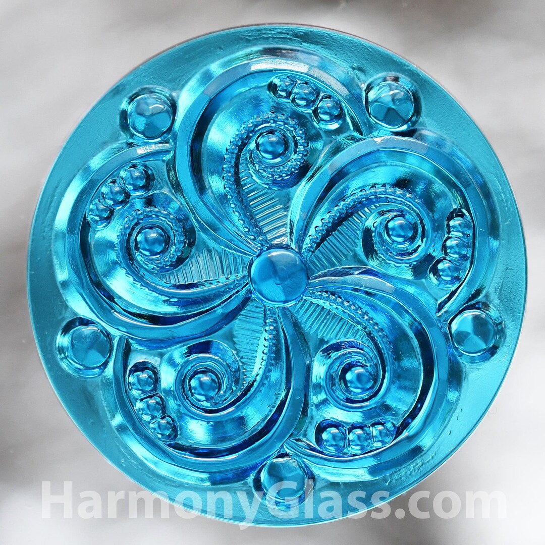 Swirly Aqua Blue Stained Glass Jewel 35mm - Etsy