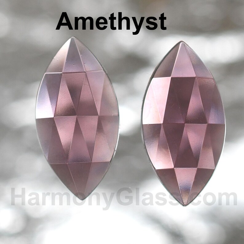 Set of 2 Pointed Oval Glass Jewels, 30mm X 15mm, 12 Color Choices - Etsy