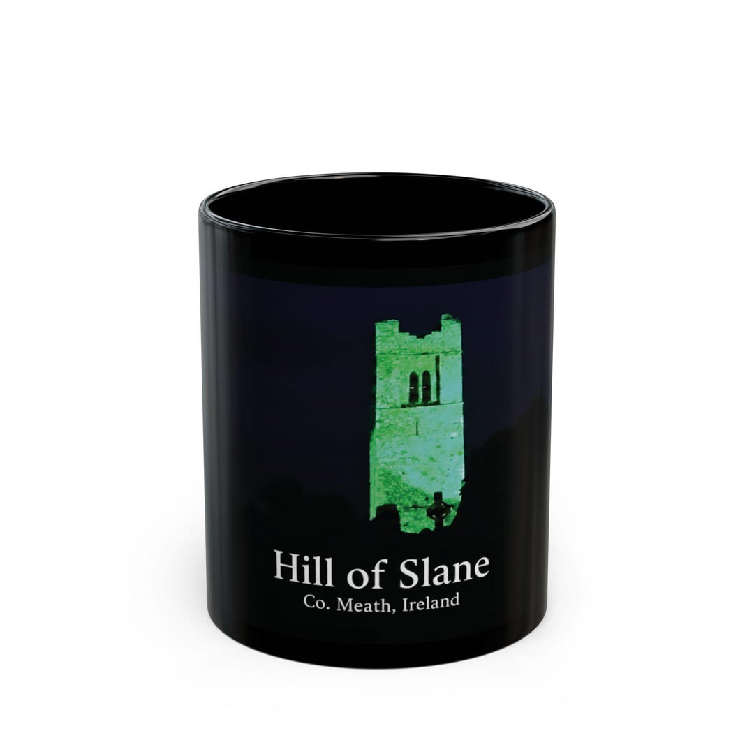 Hill of Slane Ruin Mug | Co. Meath Ireland Black Ceramic Mug - Etsy