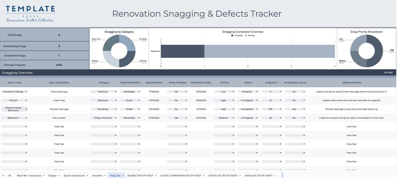 Snagging & Defects Tracker - Etsy