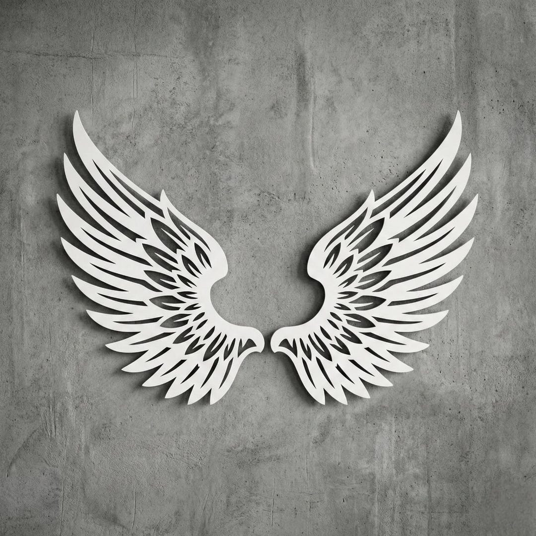 Large Wooden Angel Wings Wall Art, Modern Over Bed Decor, Geometric ...