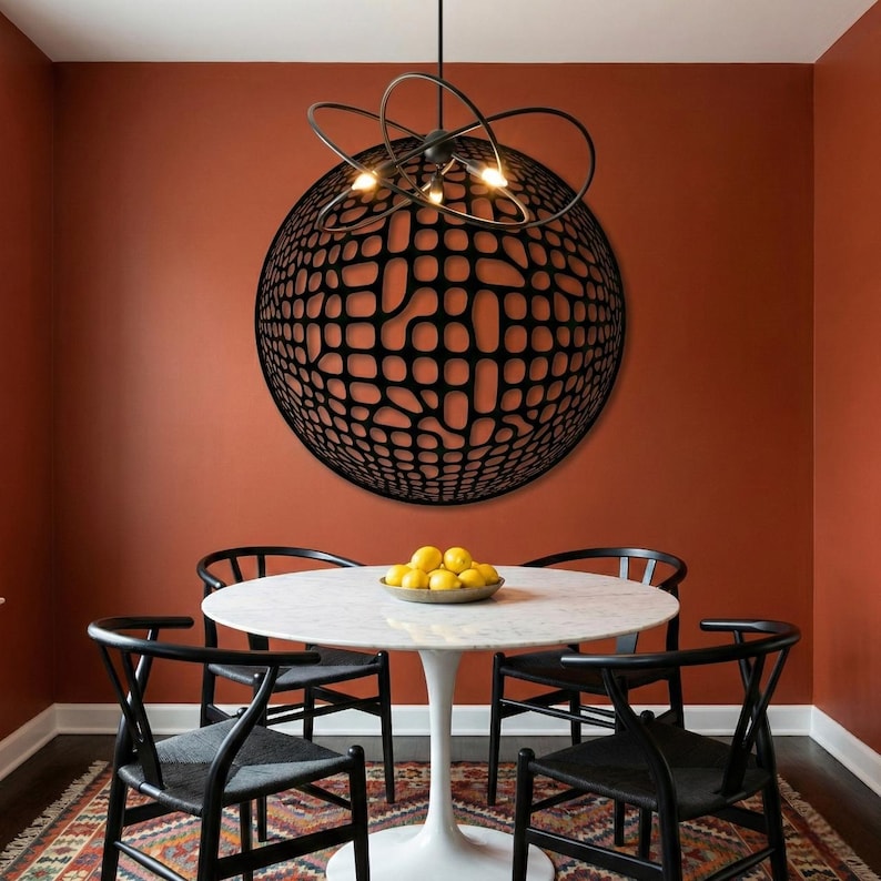 Large Round Wood Wall Art, Parametric Geometric Decor, Mid Century ...
