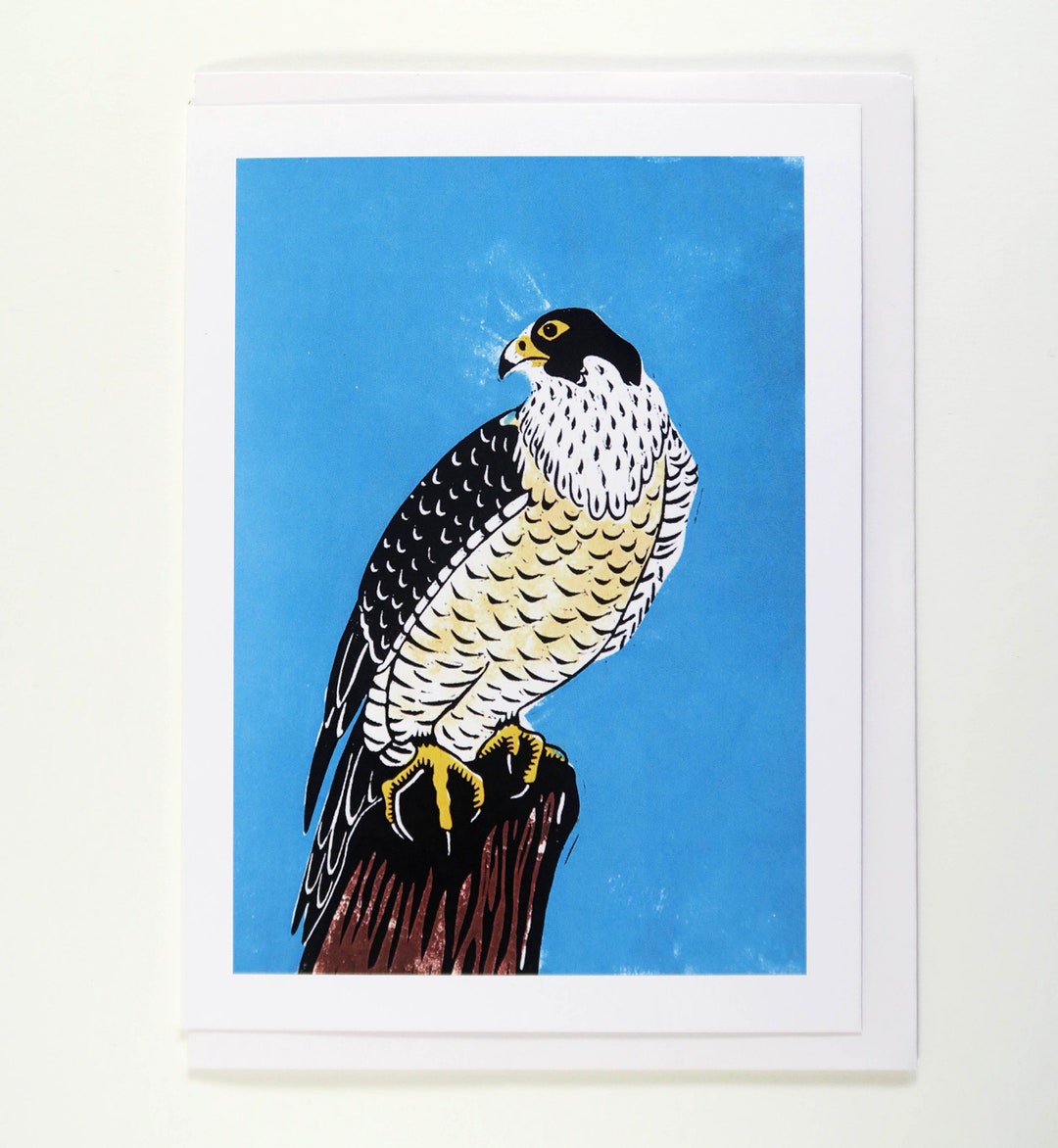 The Majestic Peregrine Falcon, From an Original Lino Print by Patrick ...