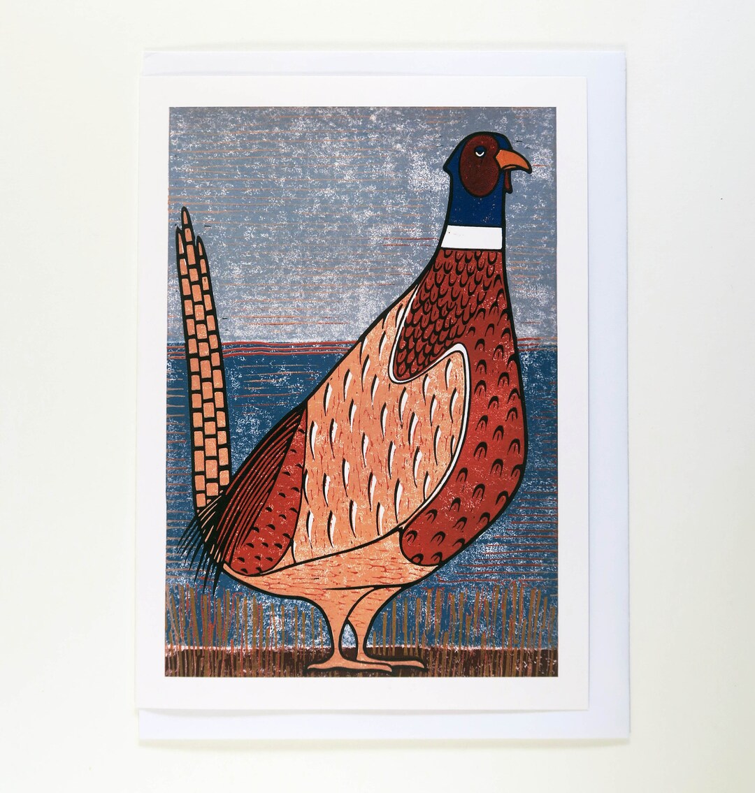 The Pheasant, Large Greetings Card From Original Lino Print by Patrick ...