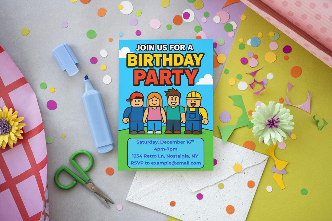 Roblox Birthday Invitation • Build Your Crew, Kids Party (digital ...
