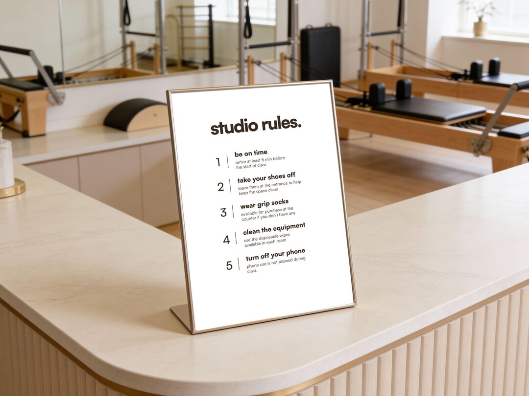Pilates Studio Rules Sign | Elegant Gym Etiquette Poster (canva ...