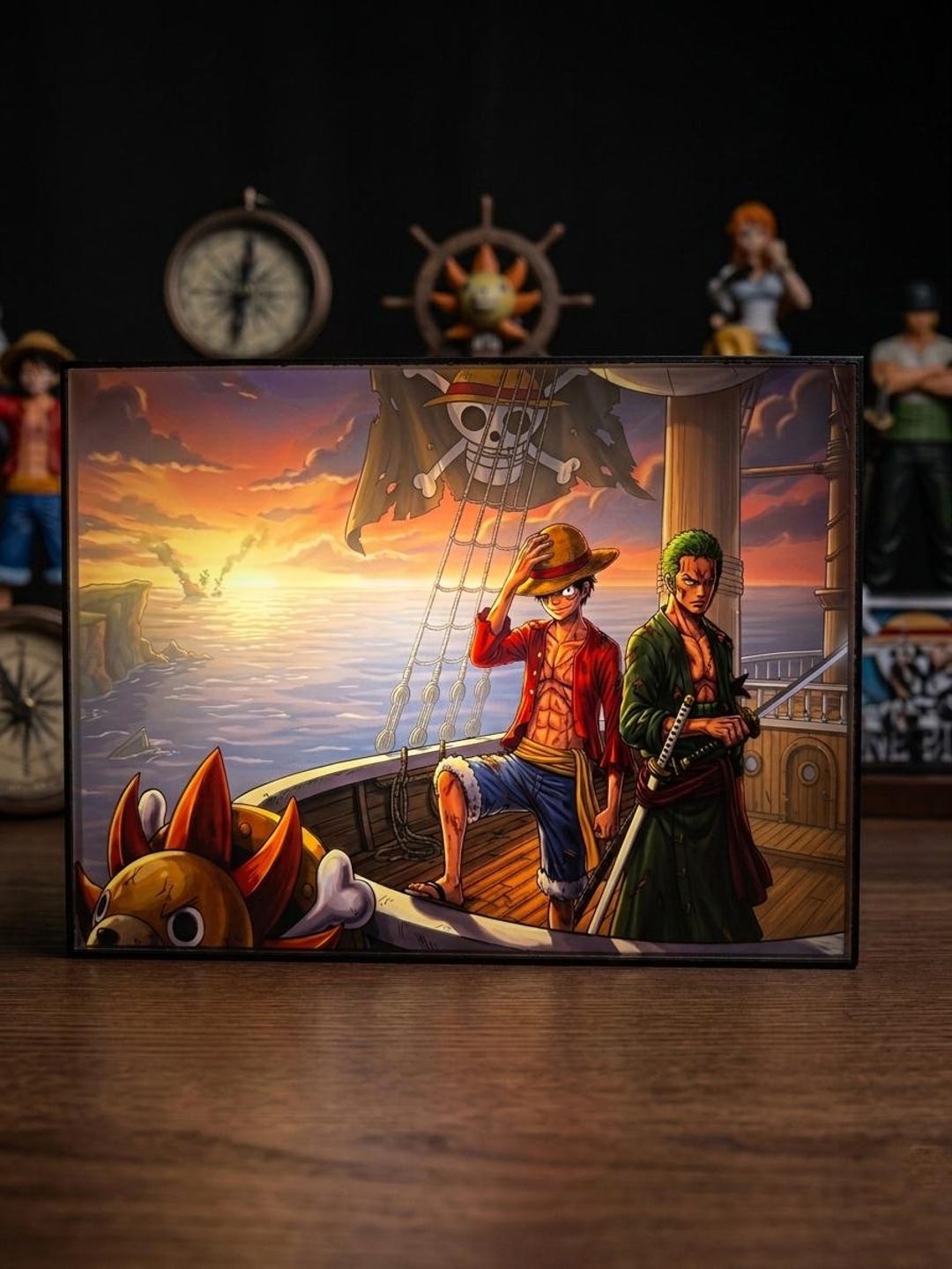 One Piece Luffy Zoro LED Lamp, Anime Manga Desk Decor Light Box (USB ...