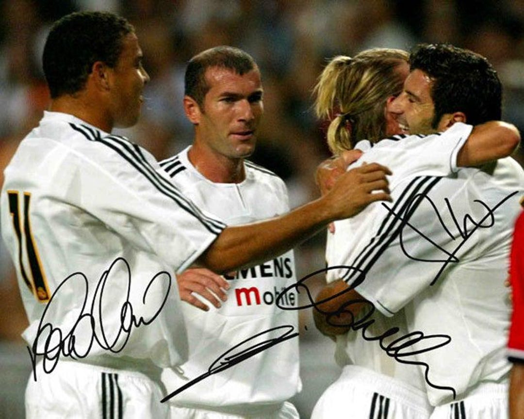 Real Madrid Galacticos Autographed Poster, Soccer Legends Memorabilia ...