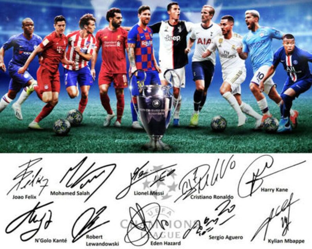 Football Legends Signatures Poster, Champions League Stars Art - Etsy