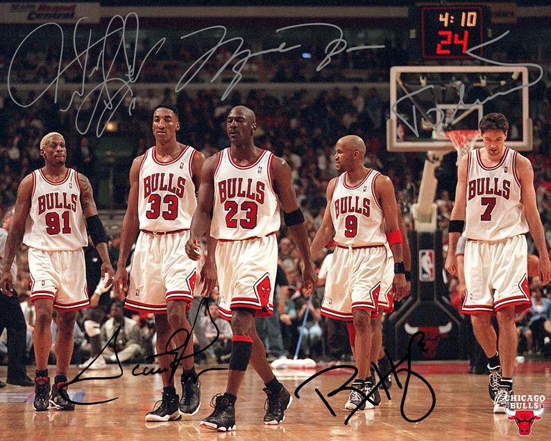Chicago Bulls Team Poster, Michael Jordan & Scottie Pippen, Signed ...