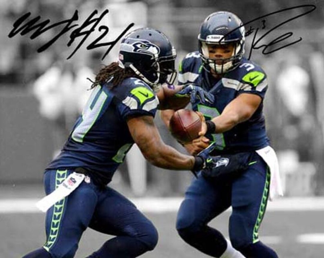 Marshawn Lynch & Wilson Signed Photo, Seattle Seahawks NFL Wall Art - Etsy