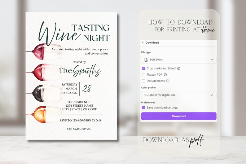 Girls Night | Wine Tasting Invite | Girls Night | Dinner Party ...