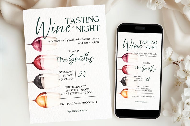 Girls Night | Wine Tasting Invite | Girls Night | Dinner Party ...