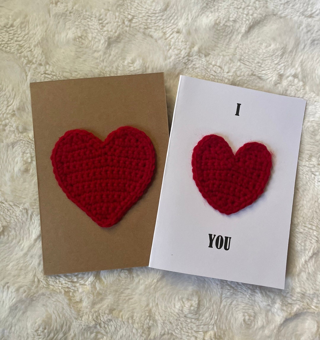 Crochet Card, Crochet Greeting Card, Heart Card, Crochet Heart Card ...