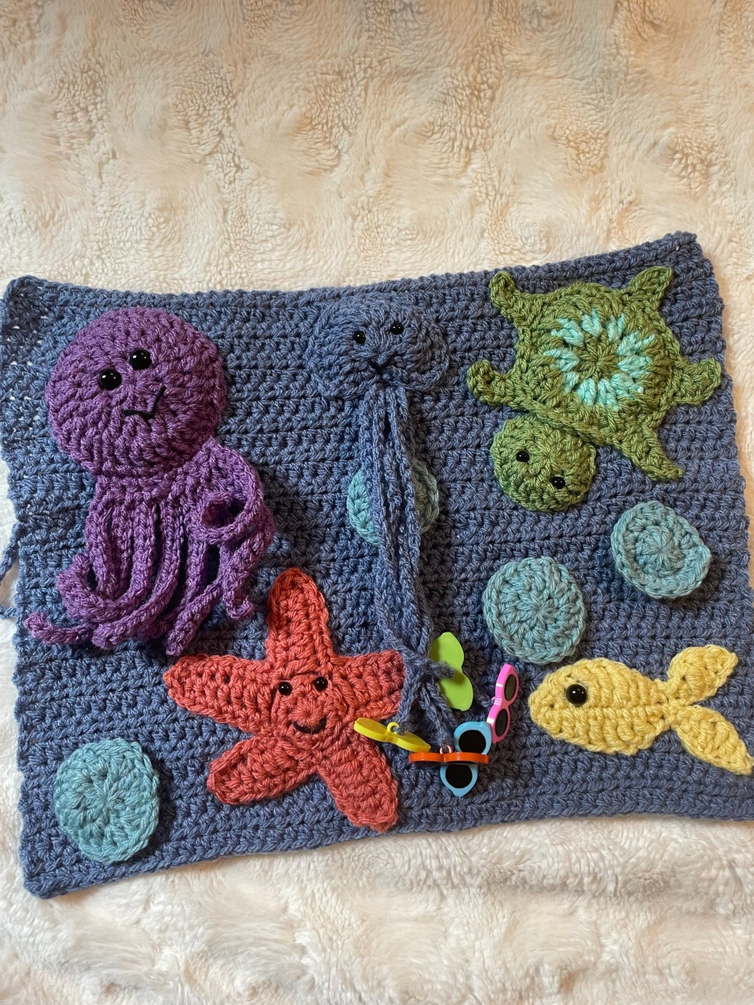 Sea Life Playmat Crochet Pattern PDF, Busy Activity Sensory Playmat ...