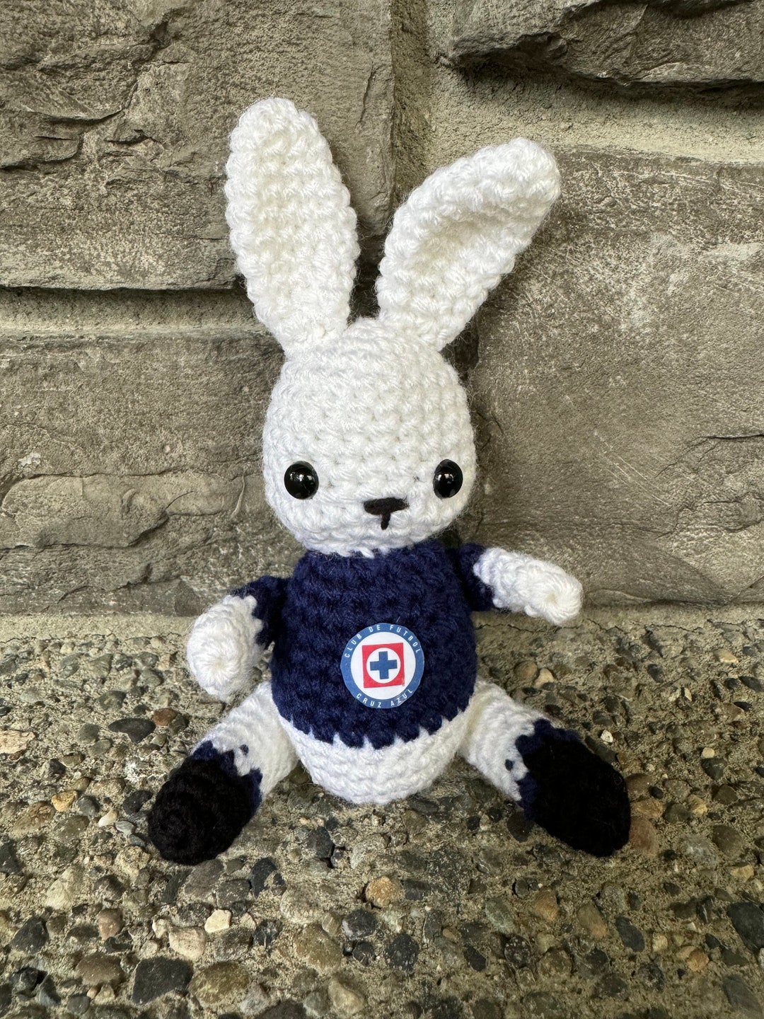 Cruz Azul Bunny Plush, Crochet Conejo Del Cruz Azul, Cruz Azul Mascot ...