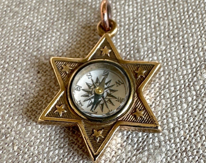 Antique Compass Fob EDWARDIAN Compass Charm Vintage Compass Charm Star ...