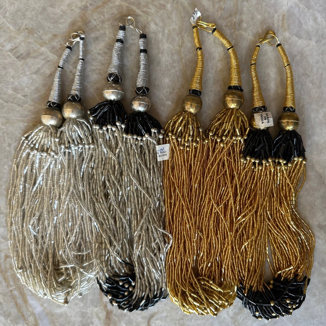 GOLD Bugle Bead Necklace - SILVER Bugle Bead Necklace - Silver and ...