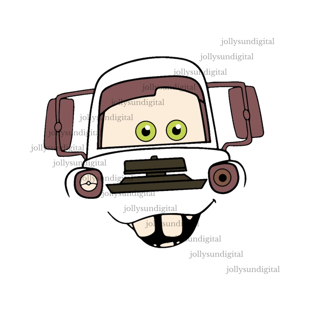 Tow Mater Face SVG Png Dxf Eps Clipart Logo, Cars SVG Cartoon Clipart ...