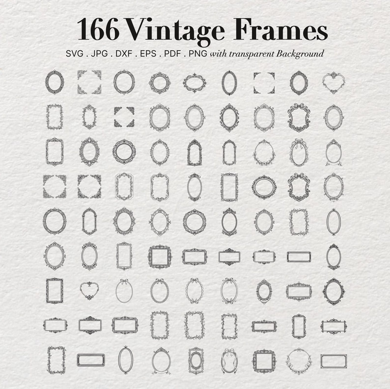 Vintage Victorian Frames SVG Bundle, Antique Baroque Borders PNG ...