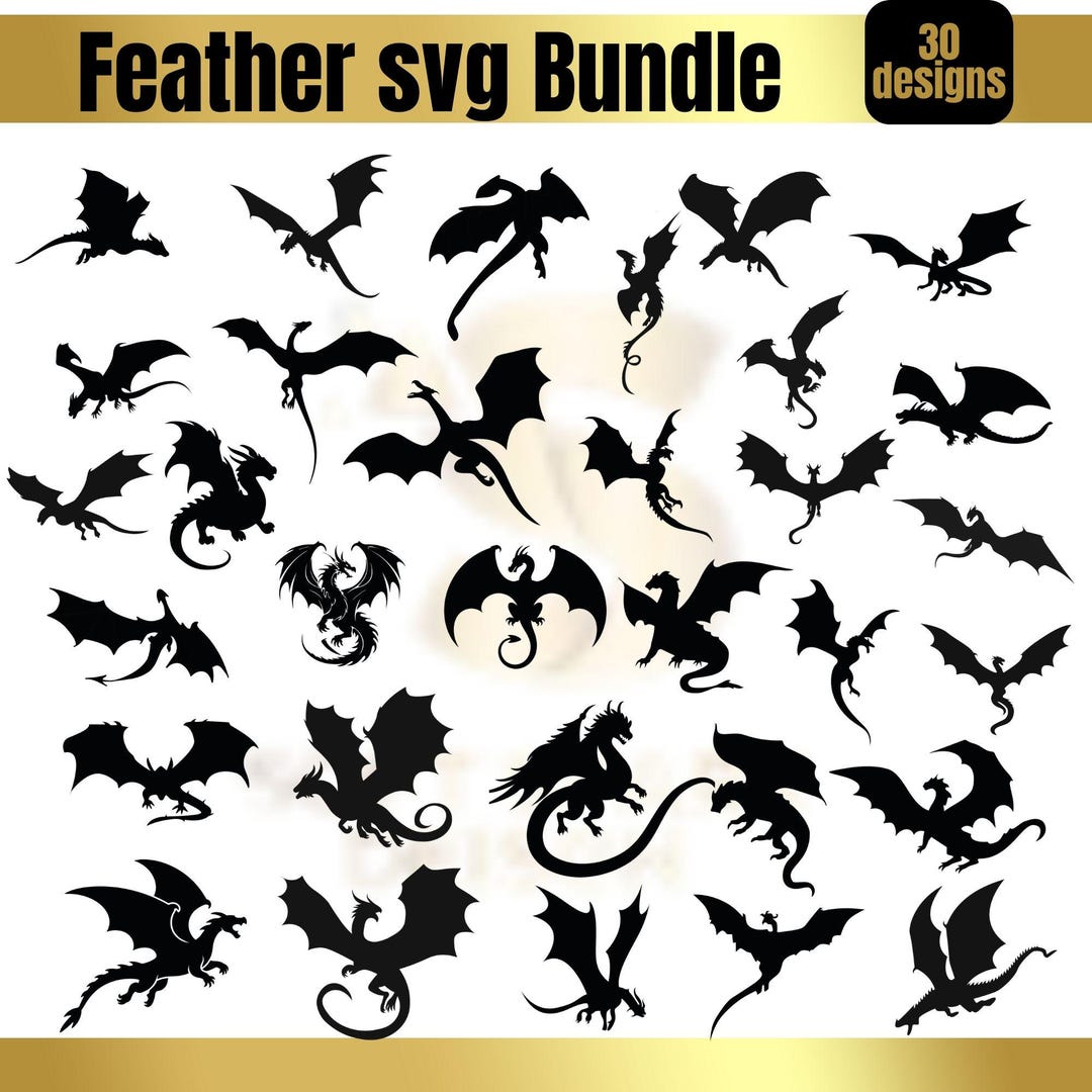 Dragon SVG Bundle – Fantasy & Medieval Dragon Silhouettes ...
