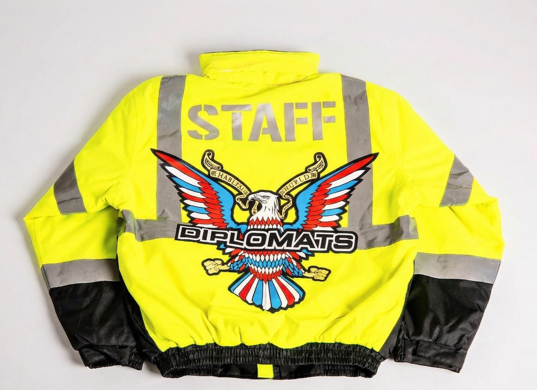 Dipset Diplomats Eagle Patch Staff Jacket, Yellow Bomber Mesh ,Y2K Hip ...