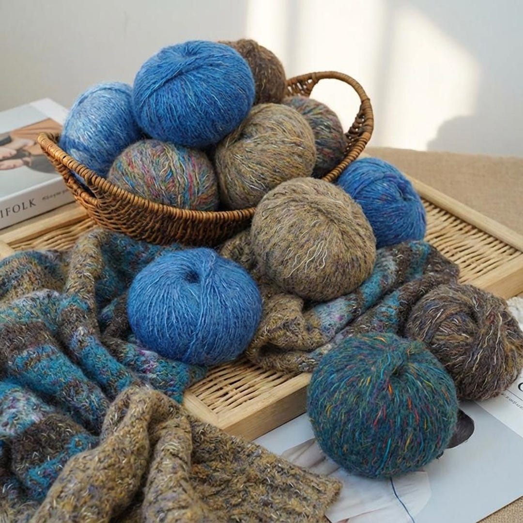 Rainbow Alpaca Mohair Yarn, Soft Hand Knitting Wool, Luxury Scarf ...