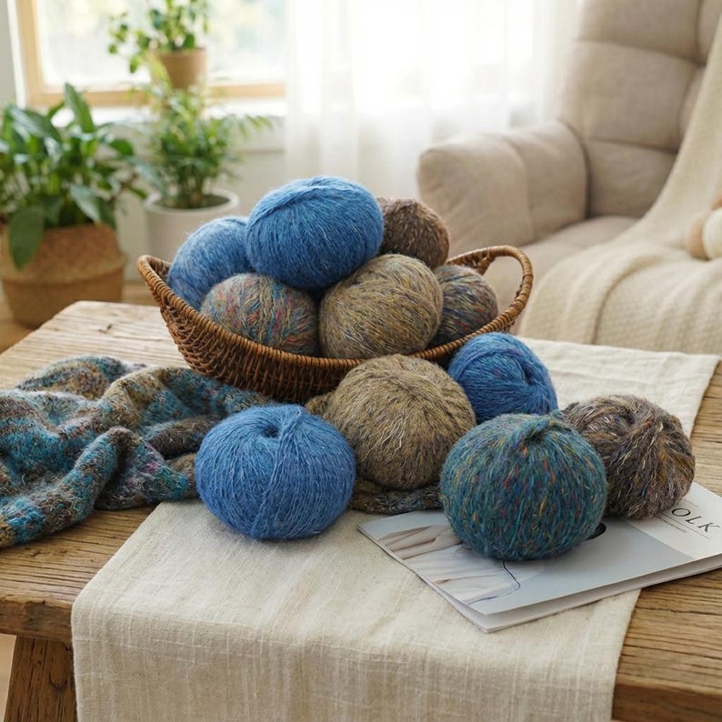 Rainbow Alpaca Mohair Yarn, Soft Hand Knitting Wool, Luxury Scarf ...