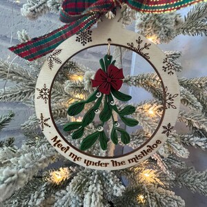 Laser Cut Wood Mistletoe Ornament - Etsy