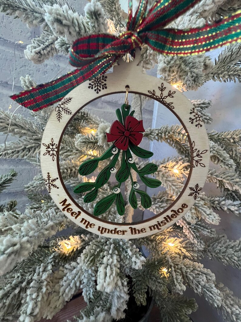 Laser Cut Wood Mistletoe Ornament - Etsy