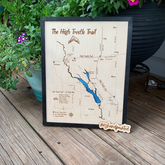High Trestle Trail Iowa Bike Trail Map Laser Engraved Wall - Etsy