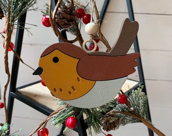 Robin Ornament Carved Wooden American Robin Christmas - Etsy