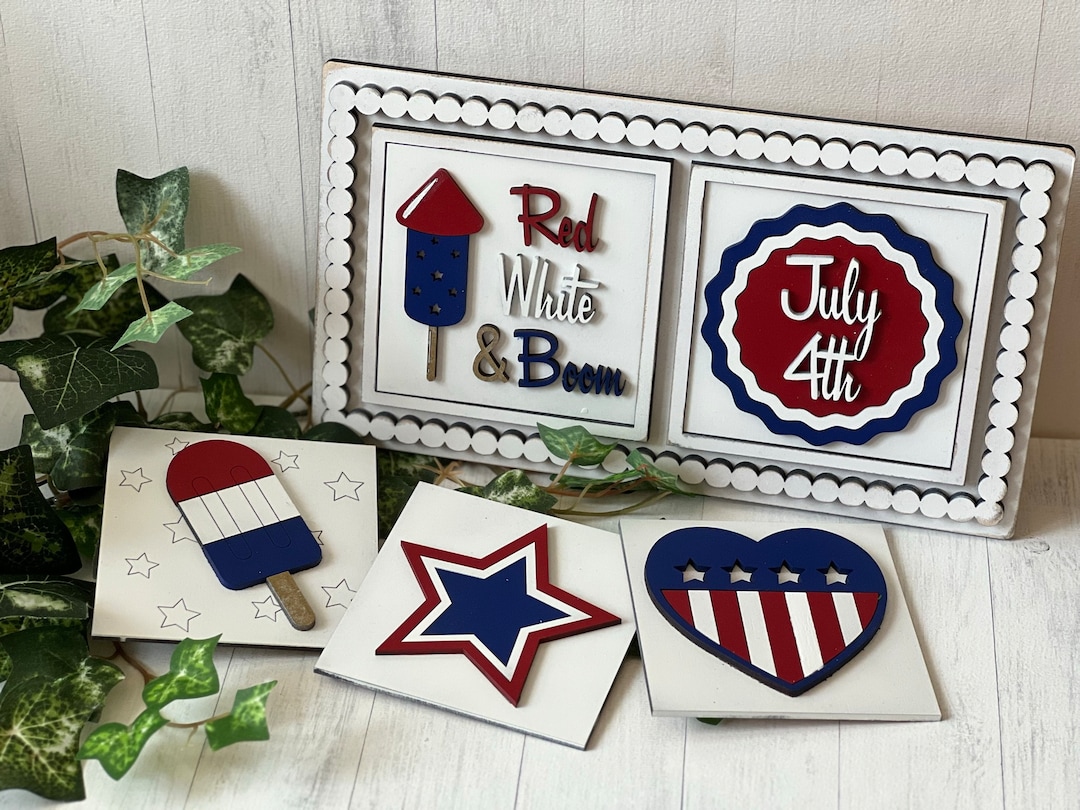 Independence Day / 4th of July Leaning Ladder Interchangeable Signs ...