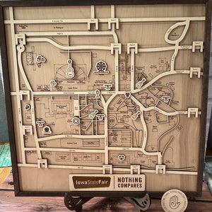 Iowa State Fairgrounds Map Layered Wood Sign - Laser Cut & Engraved - Etsy