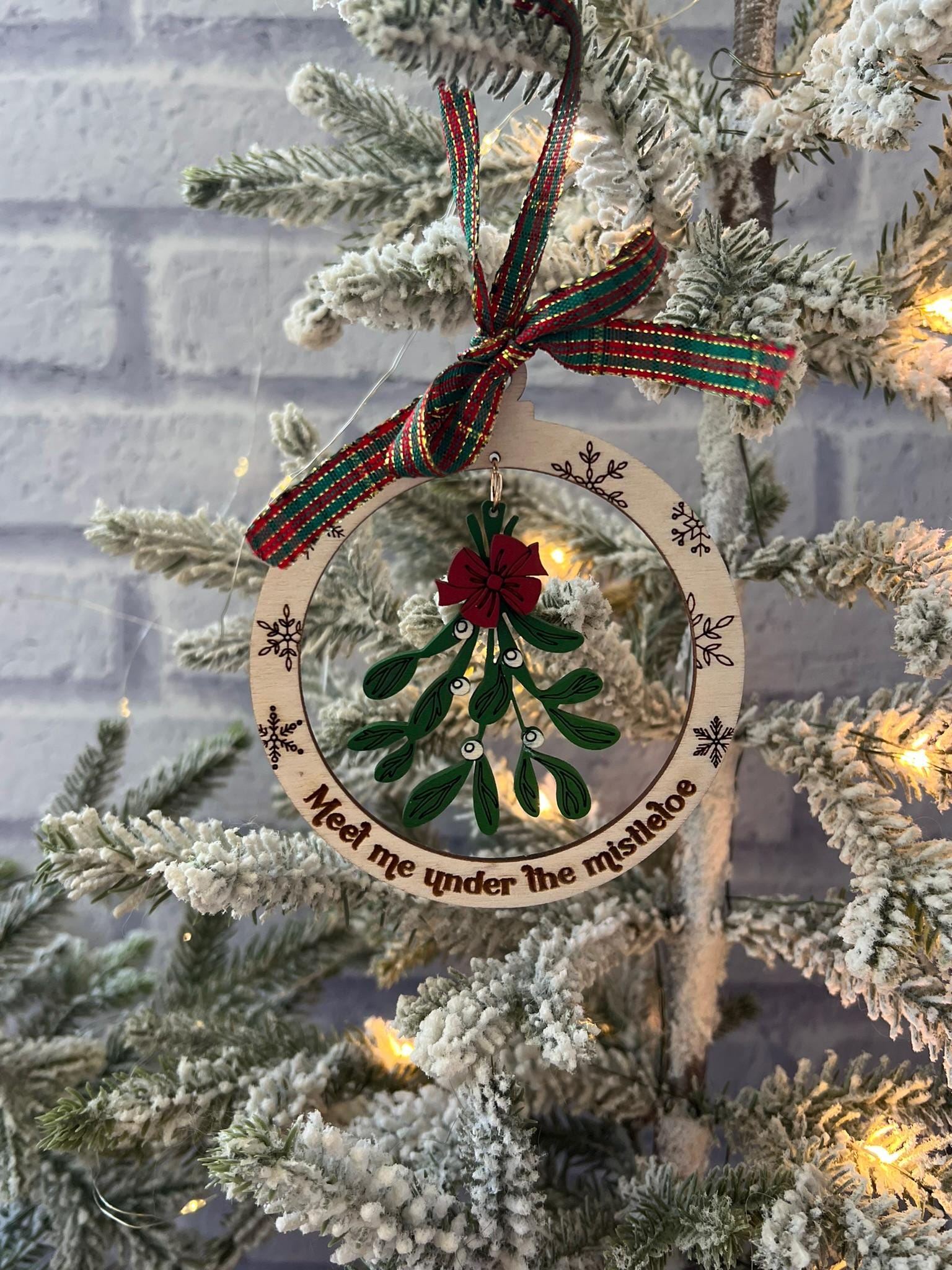 Laser Cut Wood Mistletoe Ornament - Etsy