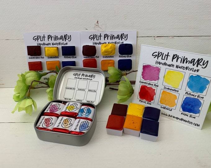 Handmade Watercolor Paints - SPLIT PRIMARY - Artisan Paint Palette, Set ...