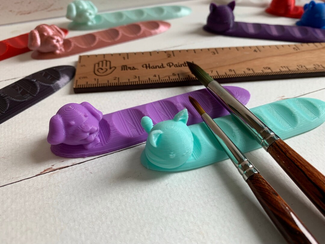 Cute Kitty Cat or Puppy Dog Paint Brush Rest - PLA Bioplastic 3D ...
