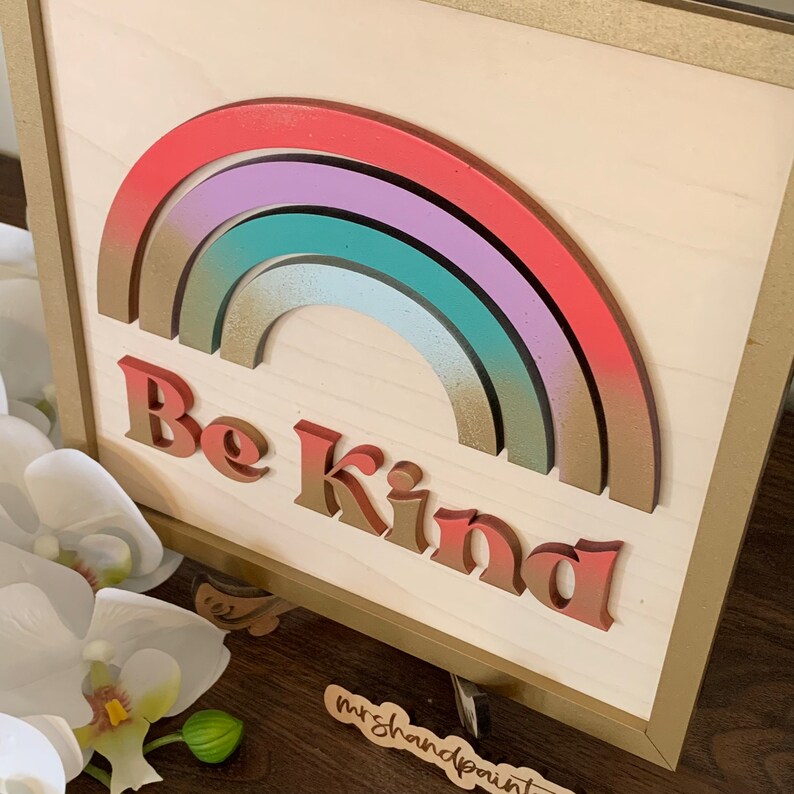 Digital Laser Cut File - Boho Rainbow "be Kind" Sign - Digital Download ...