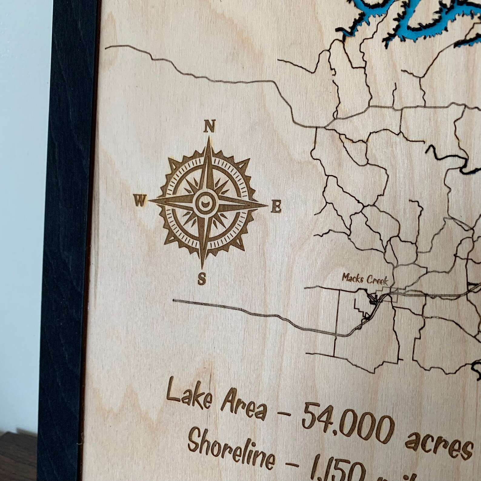 Laser Cut Engraved Wood Lake Map Lake of the Ozarks | Etsy