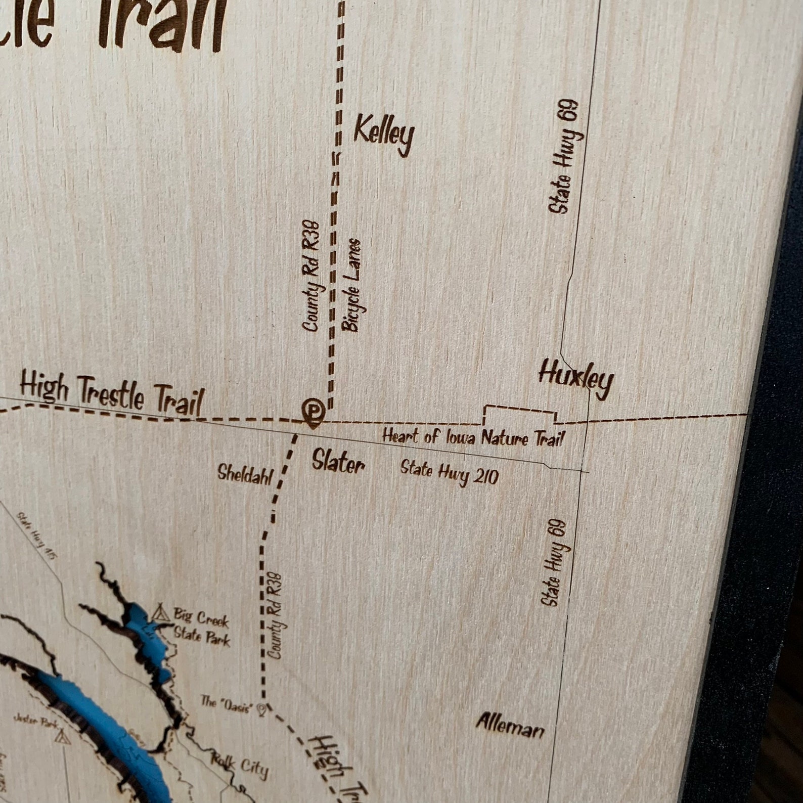 High Trestle Trail - Iowa Bike Trail Map - Laser Engraved Wall Hanging ...