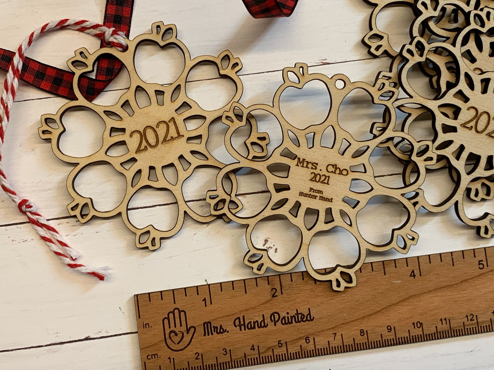 Laser Cut File Apple Snowflake Ornament Teacher Gift | Etsy