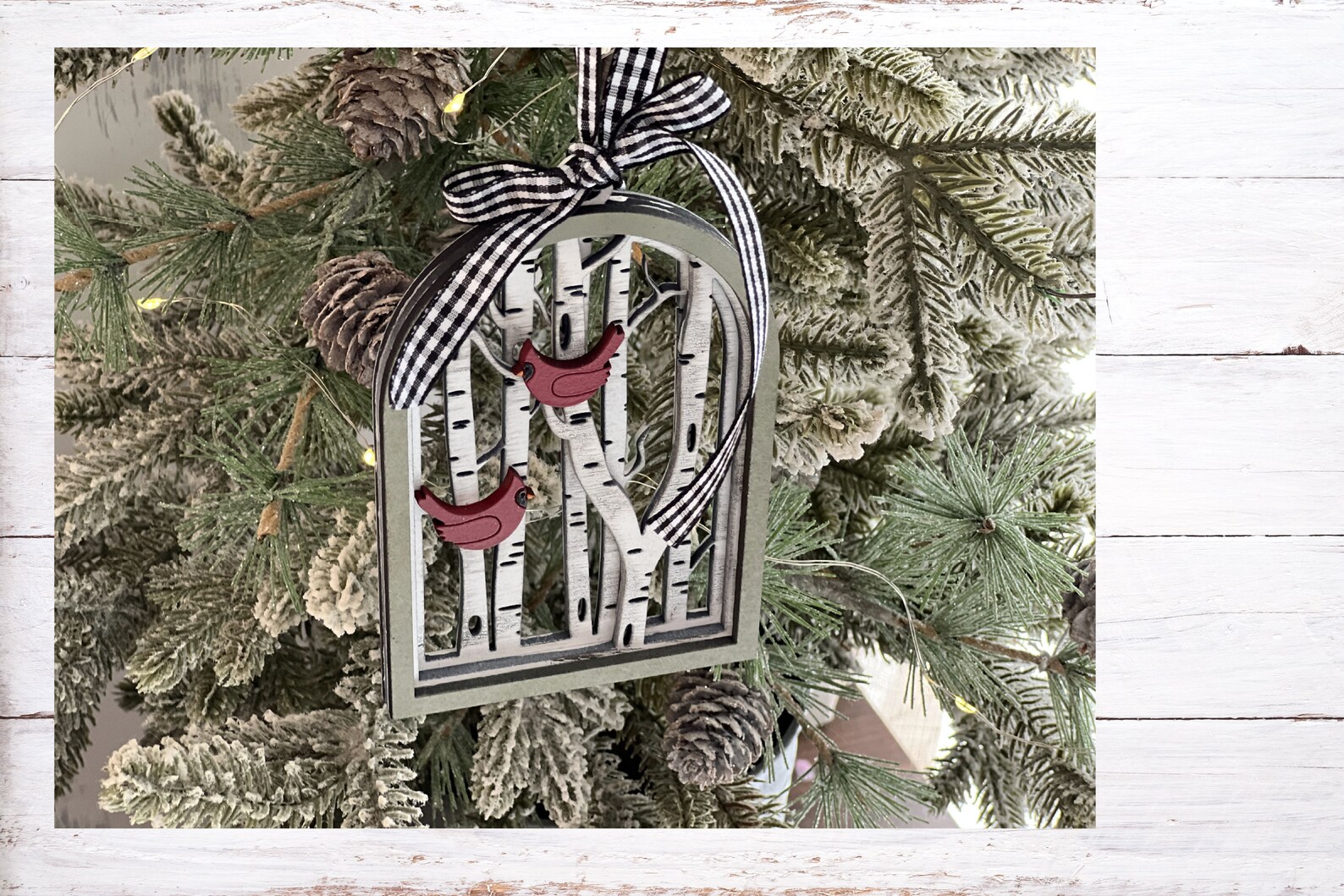 Laser Cut Wood Cardinal in Birch Trees Arch Shaped - Etsy