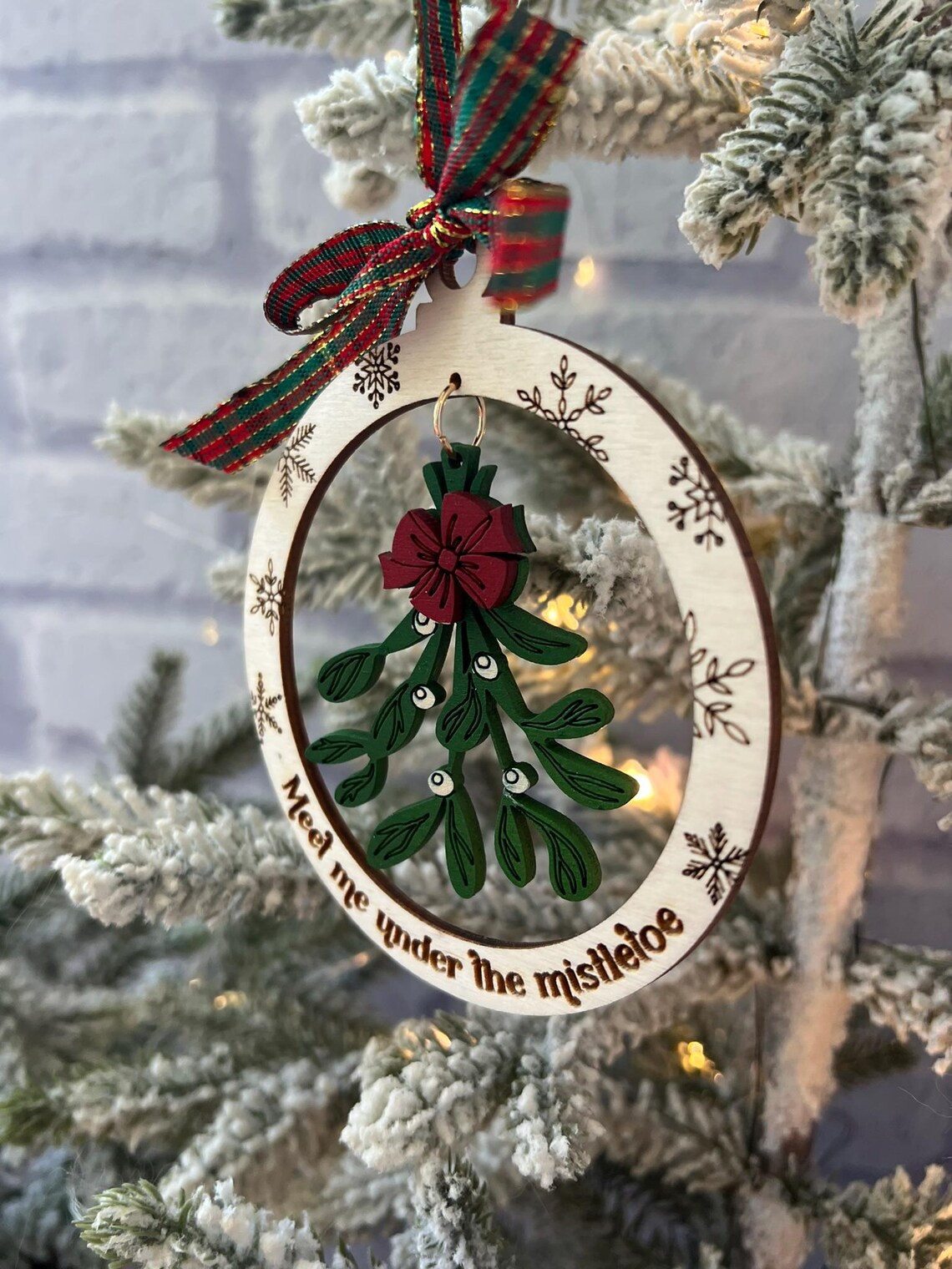 Laser Cut Wood Mistletoe Ornament - Etsy