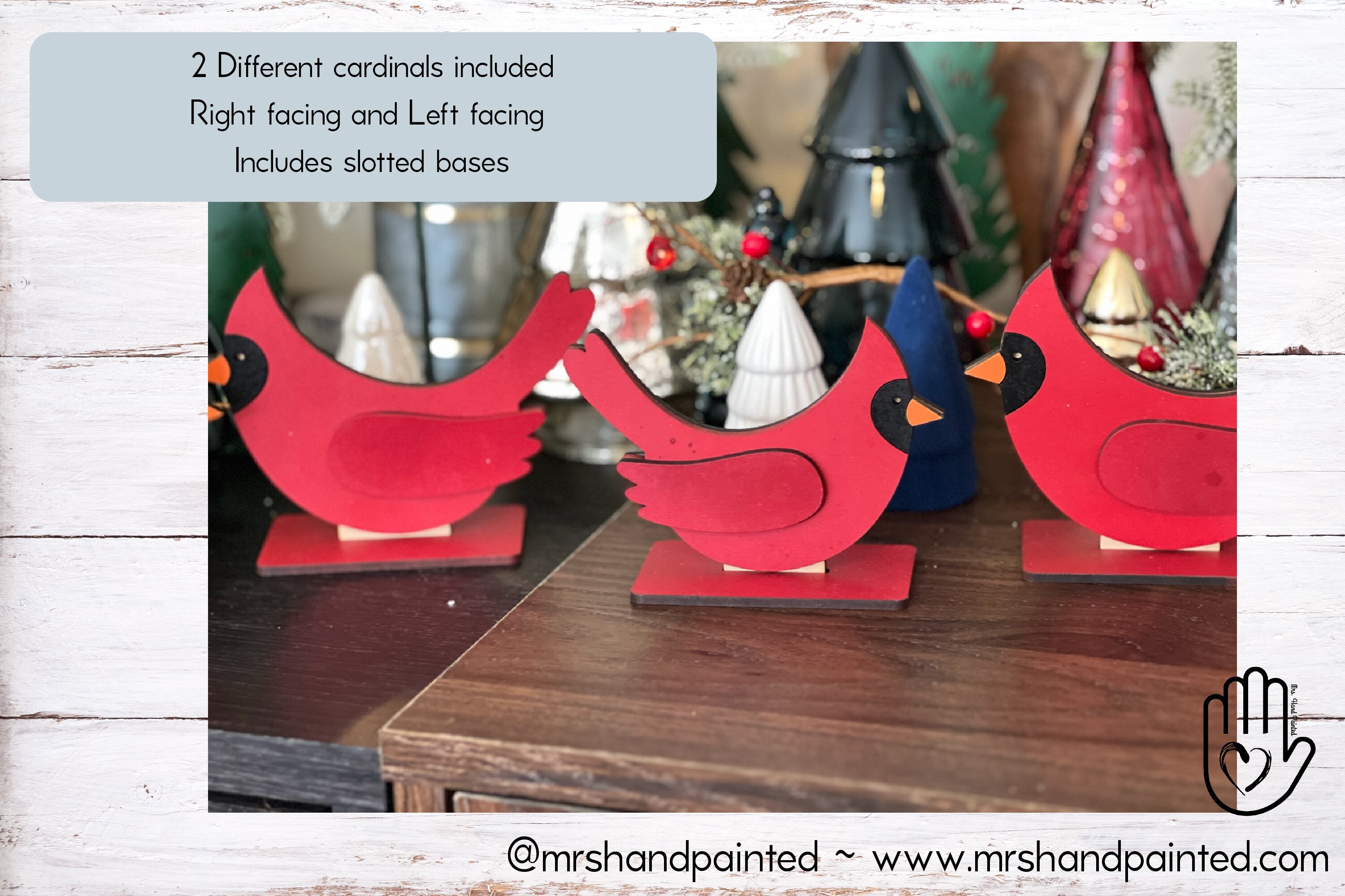 Cardinal Stand up Decorations - Set of 2- Laser Cut Wood Painted - Etsy