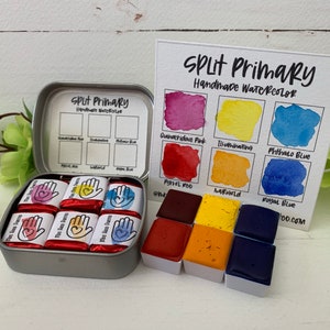 Handmade Watercolor Paints SPLIT PRIMARY Artisan Paint Palette, Set of ...