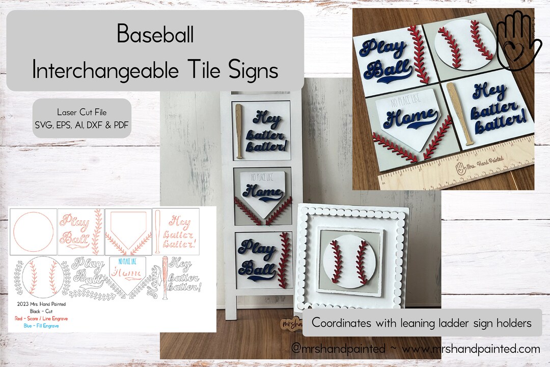 Digital Laser Cut File - Baseball Interchangeable Sign Tiles - Etsy