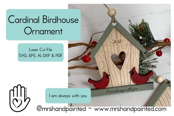 Digital Cut File Laser Cut Ornament Cardinal Birdhouse - Etsy